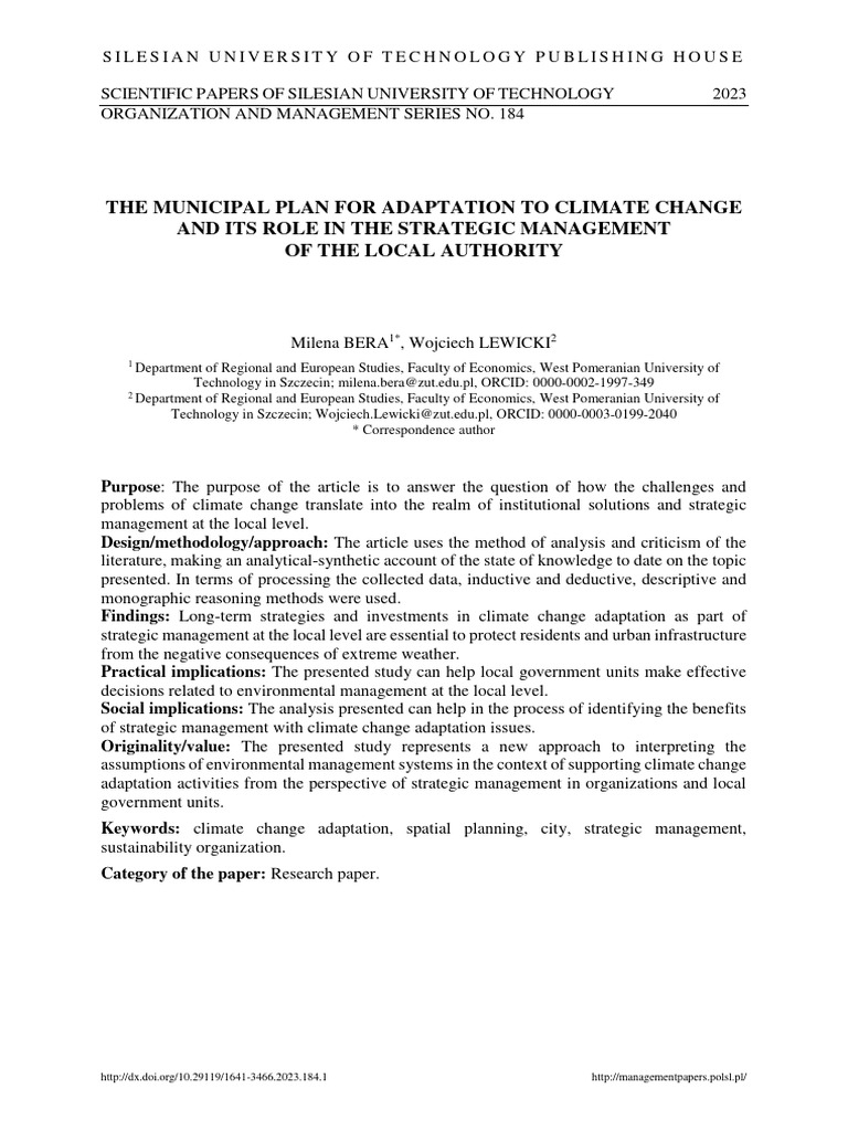 05.the Municipal Plan For Adaptation To Climate Change and Its Role in ...