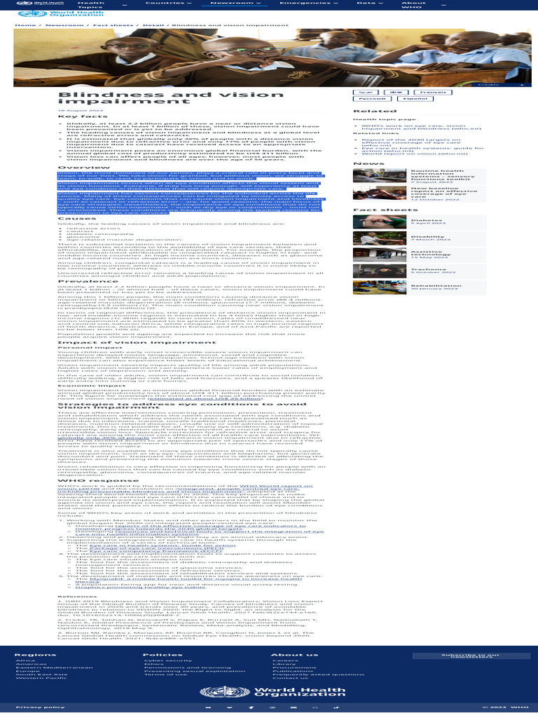 Blindness and Vision Impairment | PDF