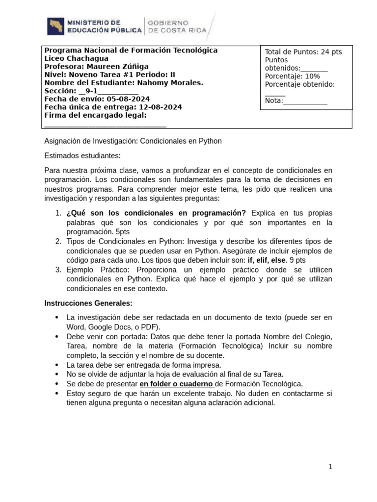 Tarea 1 Noveno | PDF