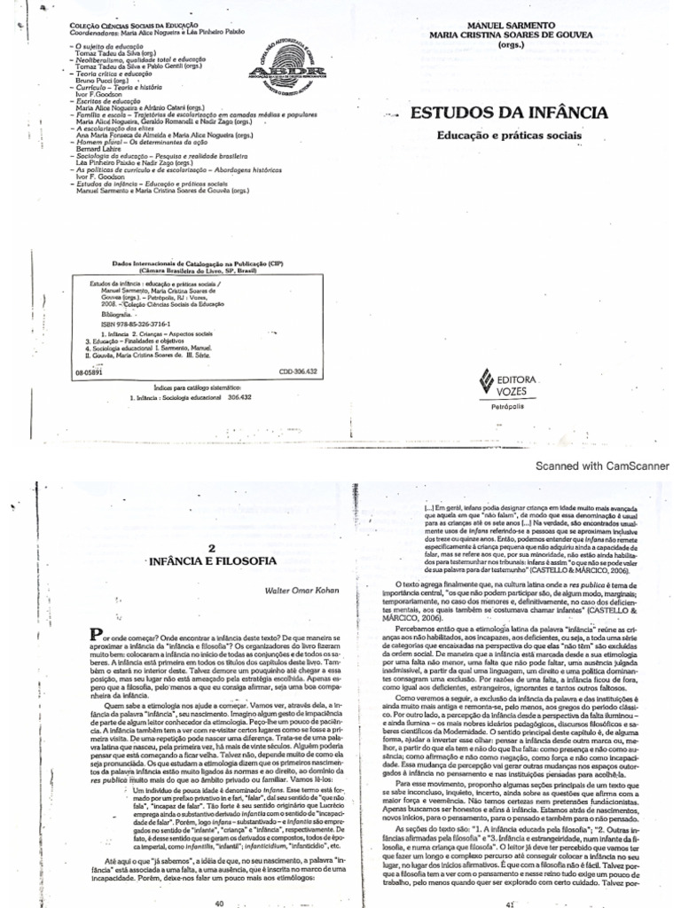 Infância e Filosofia - Walter Omar Kohan | PDF