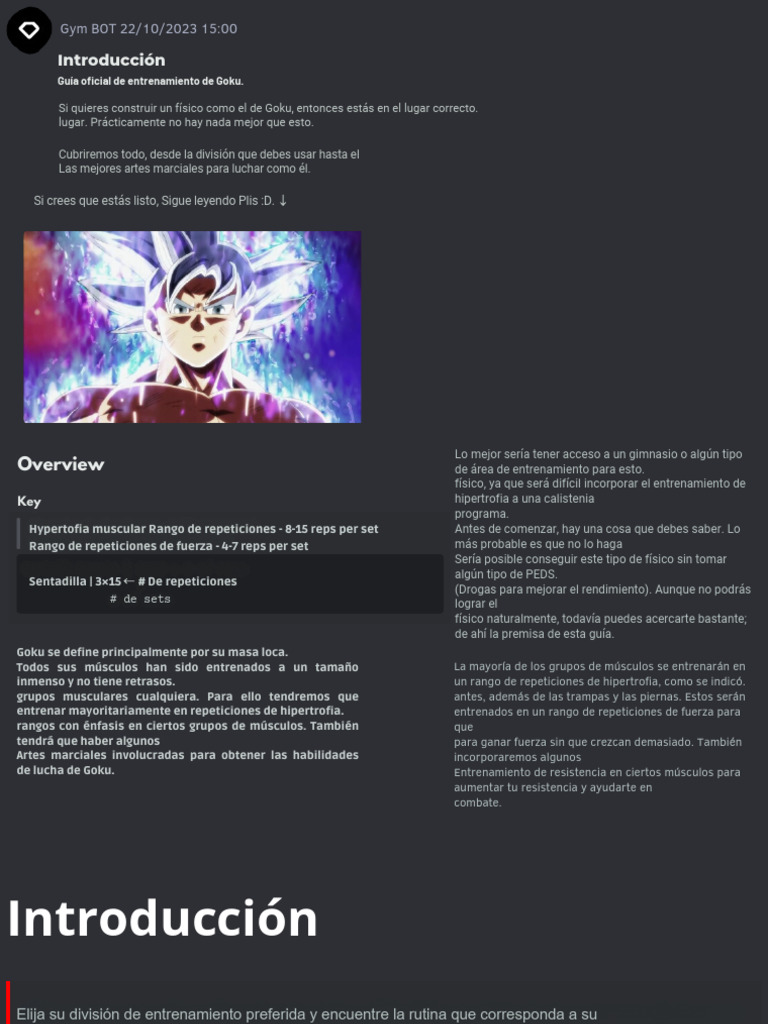 Introduction Official Goku Training Guide. | PDF