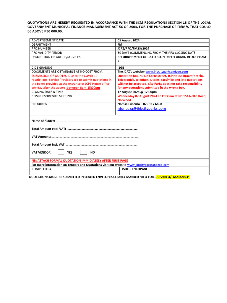 JCPZ RFQ FM23 2024 | PDF