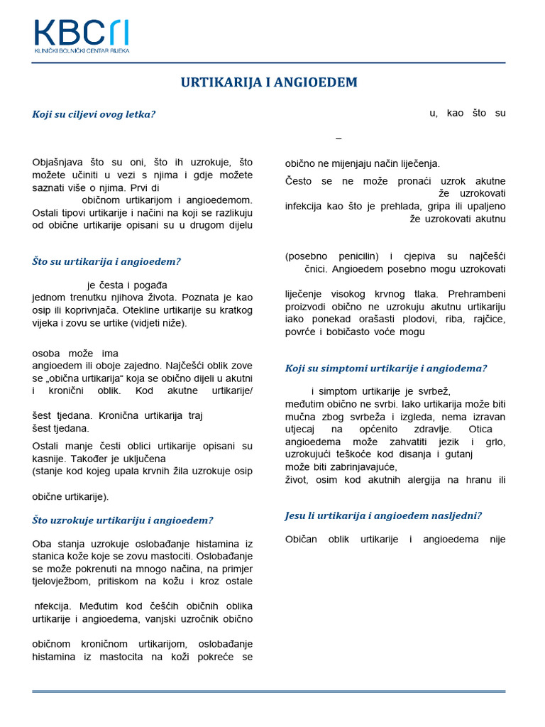 Urtikarija I Angioedem | PDF