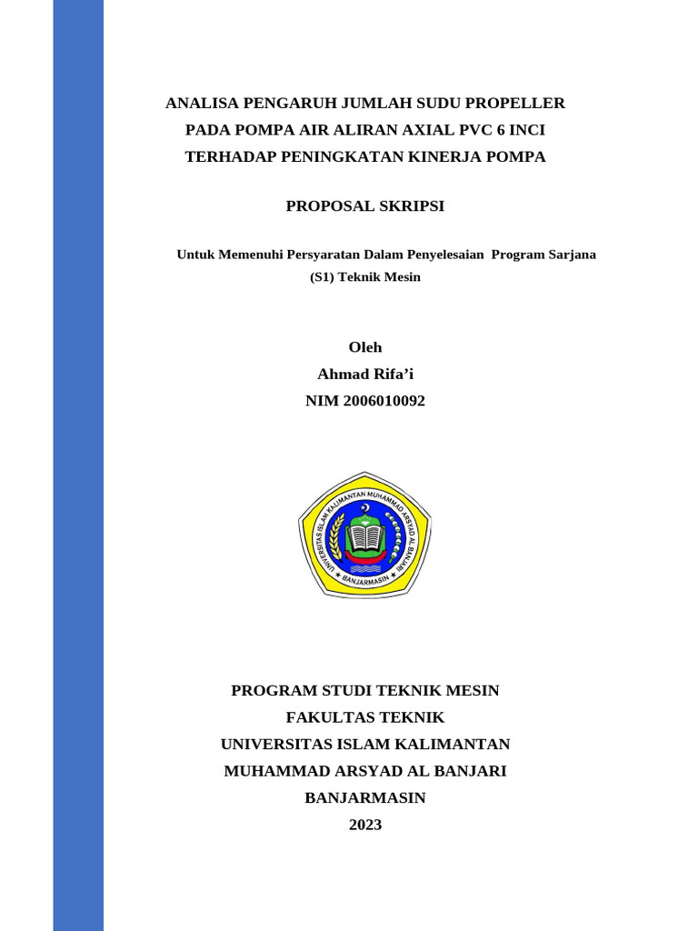 Proposal Final 2024 | PDF | Fluid Mechanics | Fluid Dynamics