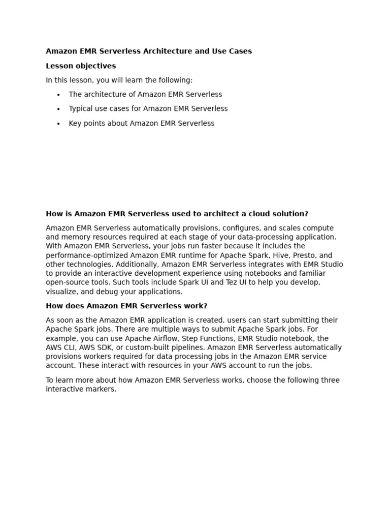 Amazon EMR Serverless Architecture and Use Cases | PDF | Apache Hadoop ...
