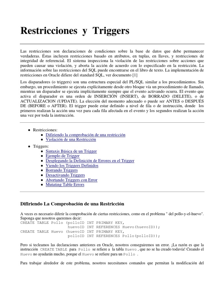 Triggers en Oracle | PDF | Pl / Sql | SQL
