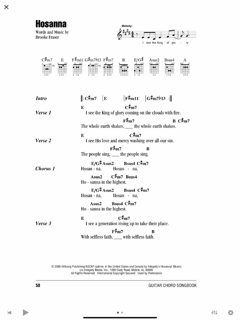 Hosanna Lyric Sheet | PDF