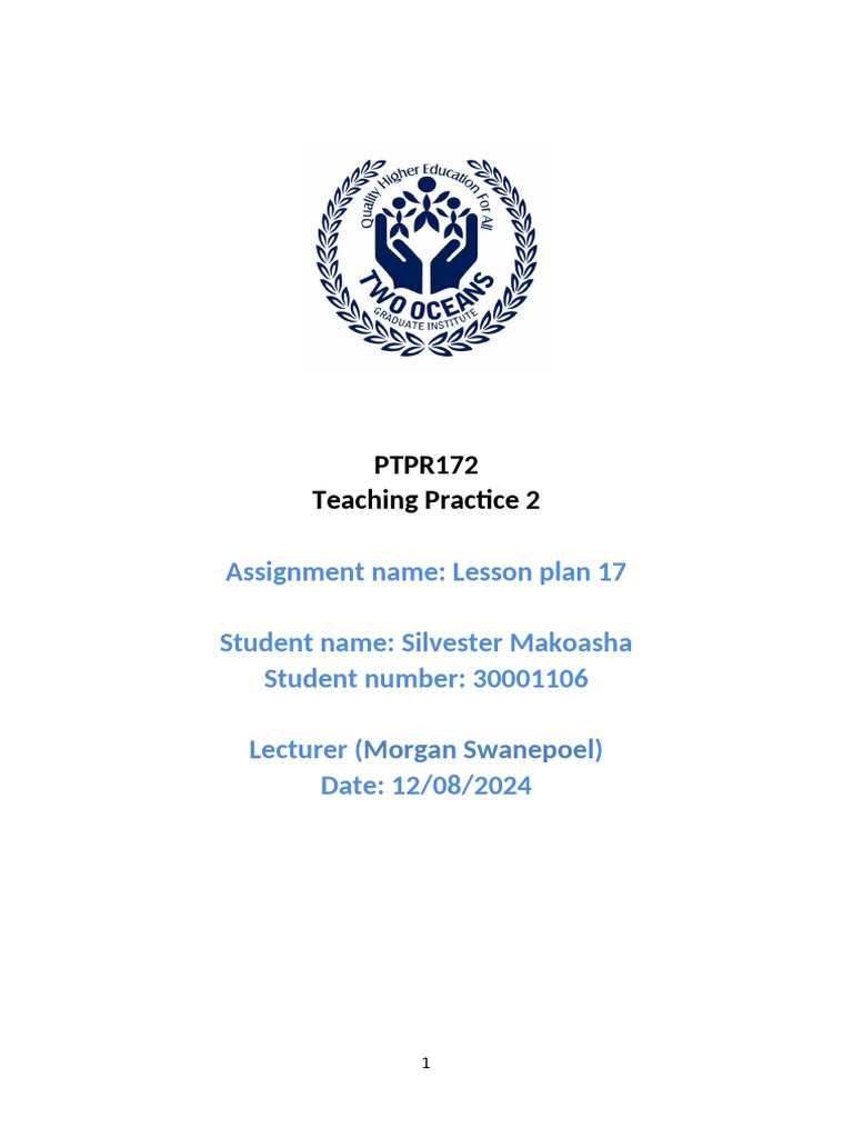 2024 PGCE Togi Lesson Plan 17 | PDF