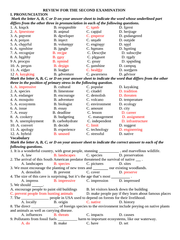 REVIEW FOR THE SECOND EXAMINATION Final | PDF