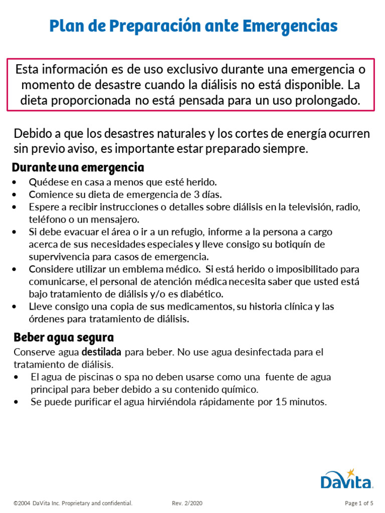 Spanish Emergency Preparedness Plan Spanish | PDF