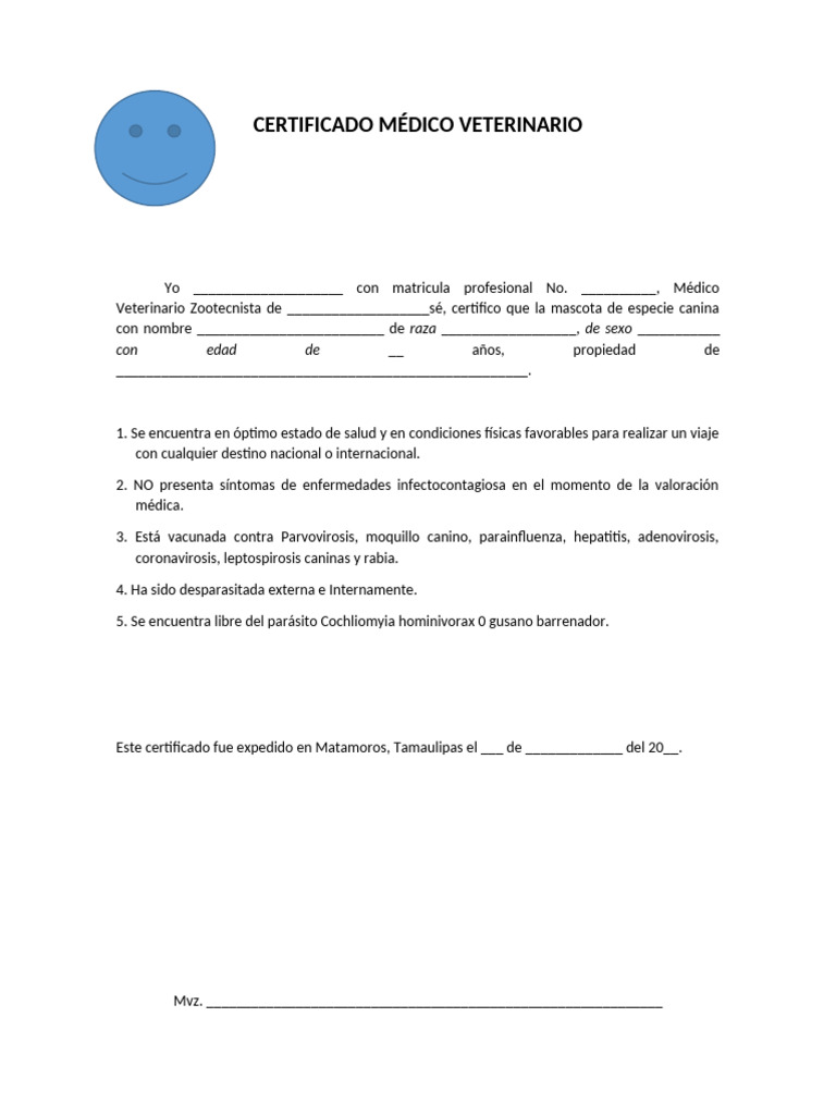 Certificado Médico Veterinario | PDF Certificado Médico Veterinario | PDF
