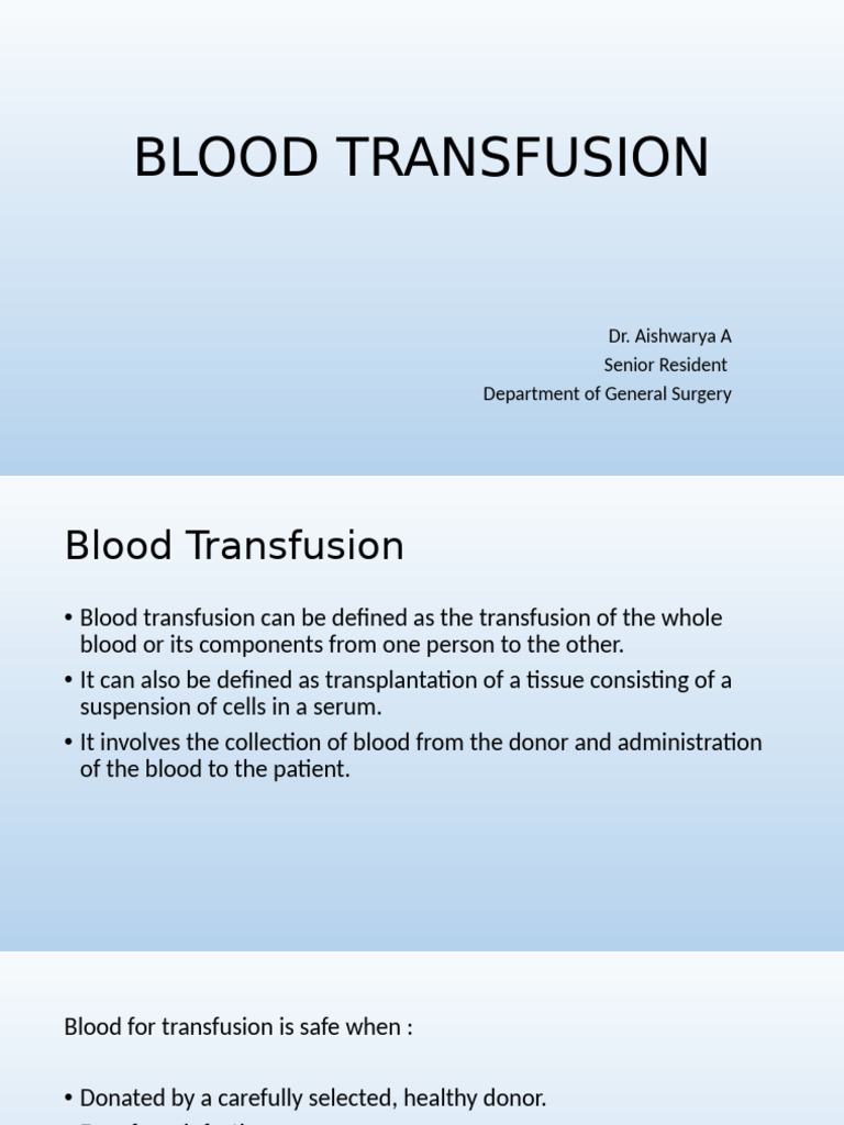 Blood Transfusion | PDF