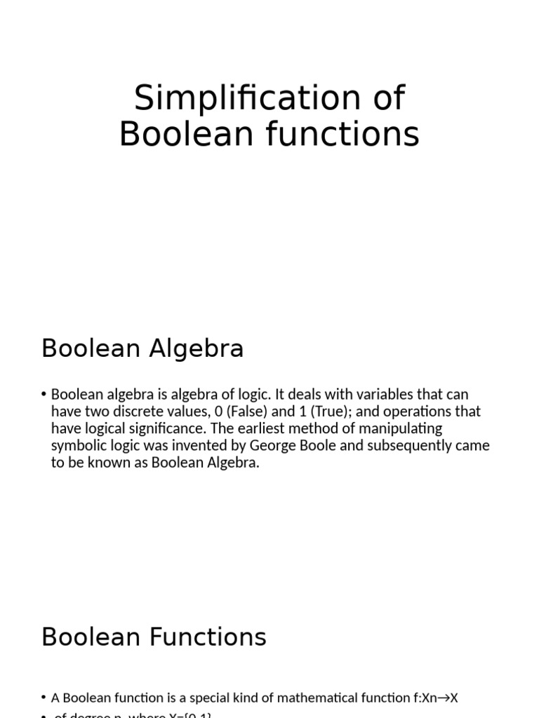 Simplification of Boolean Functions | PDF