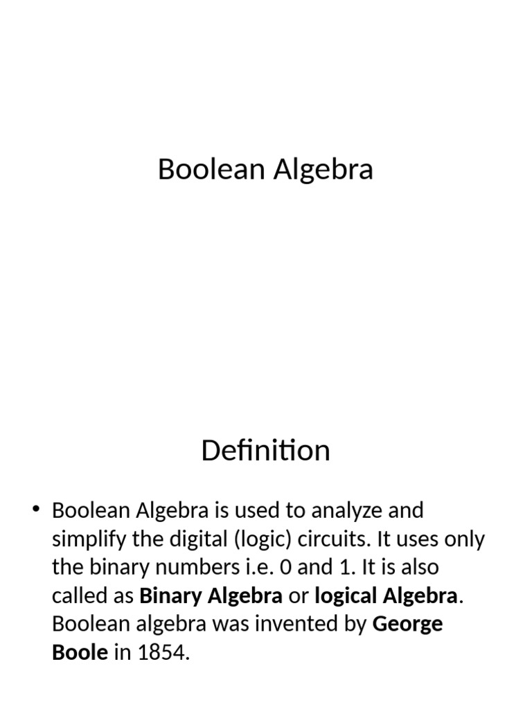 Boolean Algebra | PDF