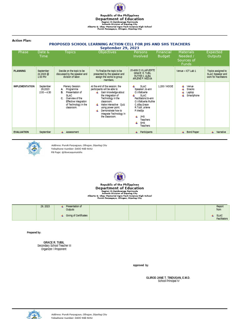 Final SLAC - PLAN - SEPT 29 | PDF