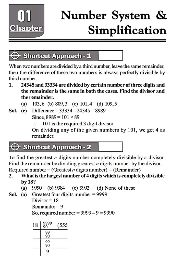 Number System and Simplification Quant Shortcuts For SSC CGL 2023 | PDF