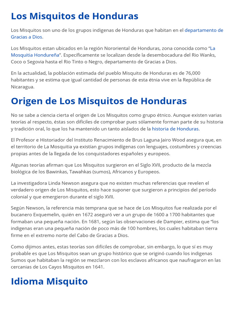 Cultura y Tradiciones de los Misquitos | PDF | Honduras | Religión y ...