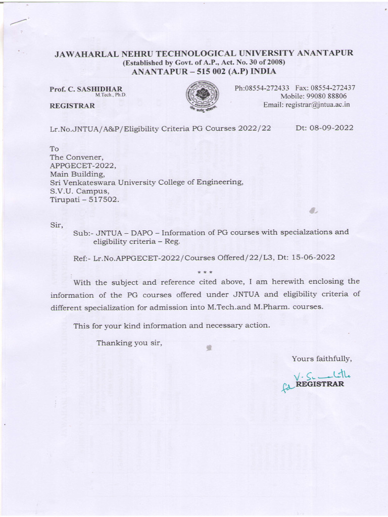 APPGECET2022 Eligibility JNTUA | PDF