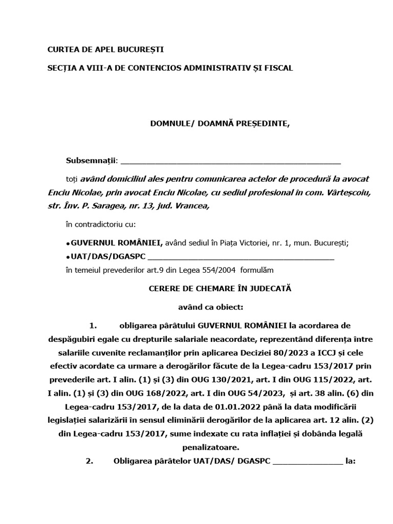 Model Actiune Decizie Iccj 80 Din 2023 | PDF