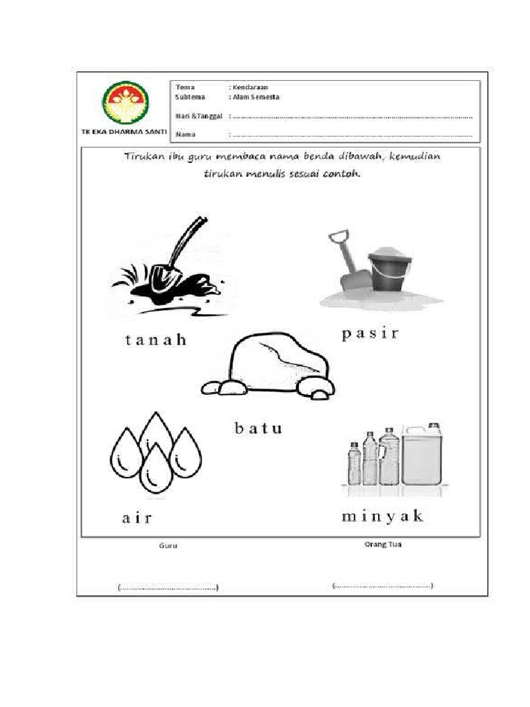 Lembar Kerja Benda Alam | PDF