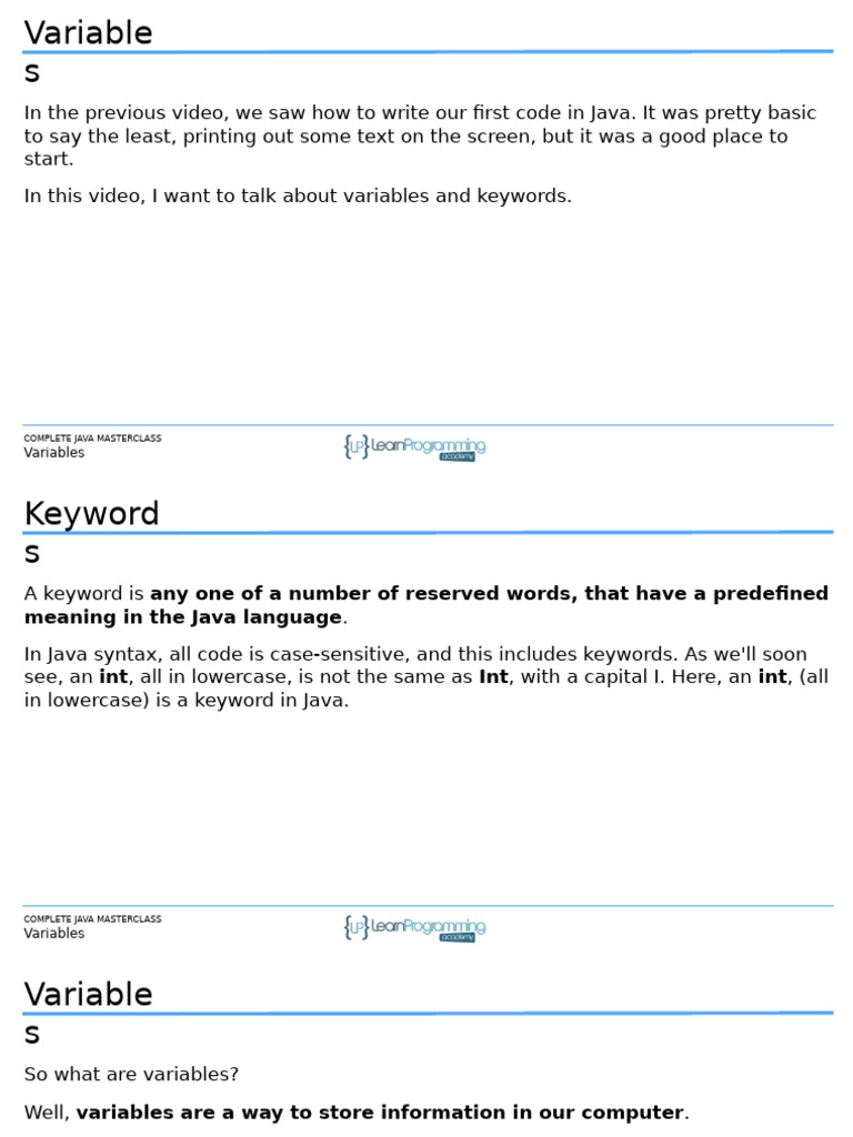 Slides First Steps Variables | PDF