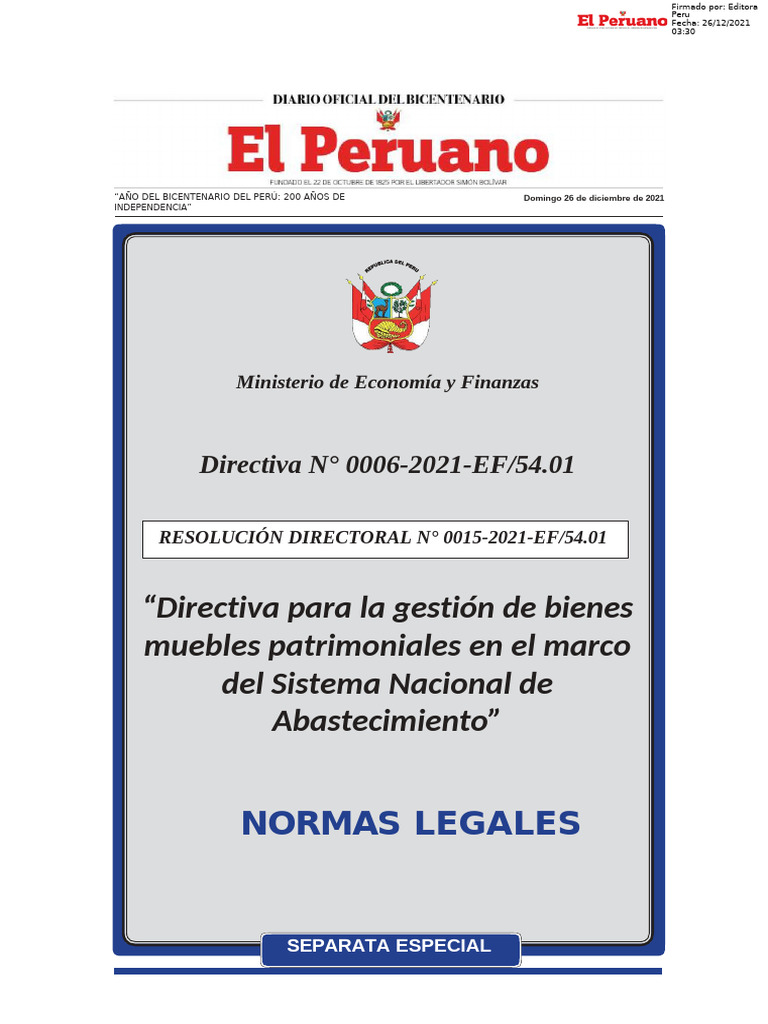 Directiva #0006-2021-EF54.01-DGA BIENES MUEBLES PDF | PDF | Donación | Contabilidad