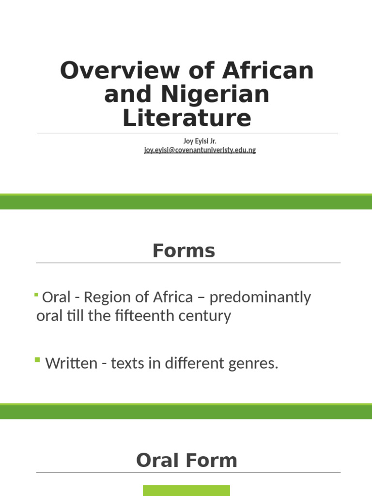 Overview of Nigerian and African Literature | PDF