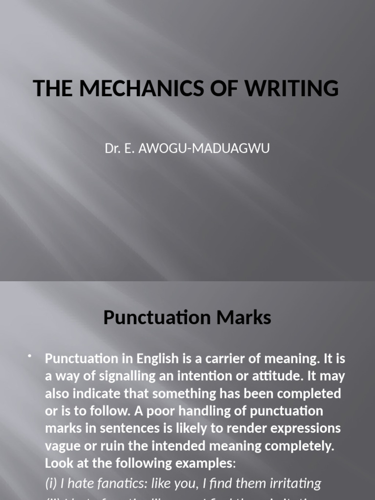 Mechanics of Writing | PDF