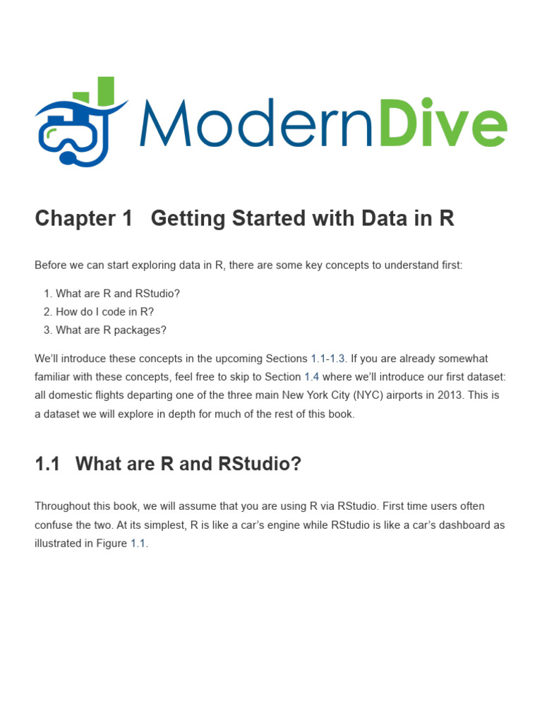 4 Chapter 1 Getting Started With Data in R - Statistical Inference Via Data Science | PDF