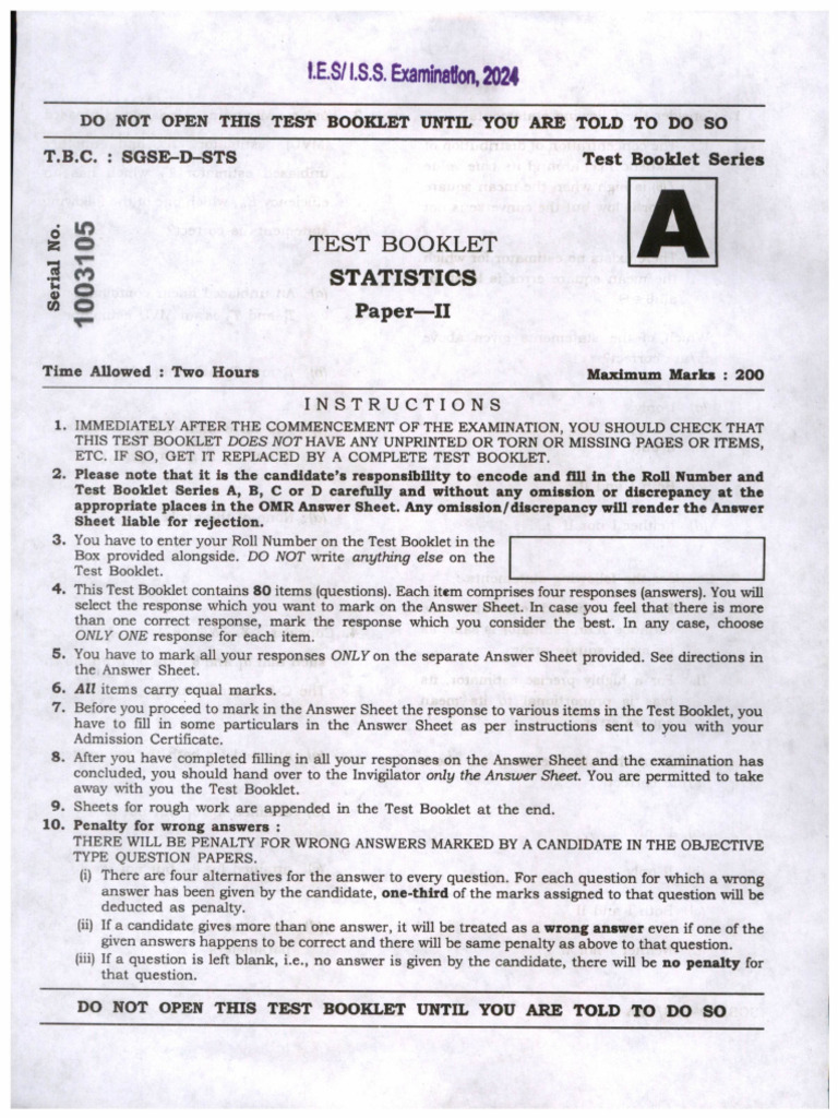QP Ies Iss 24 Statistics Paper Ii 240624 | PDF