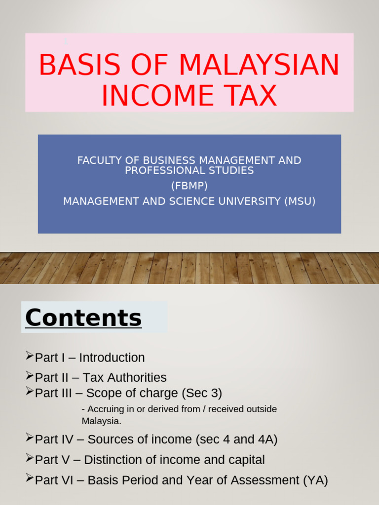 Chapter 1 Basis of Malaysian Income Tax | PDF