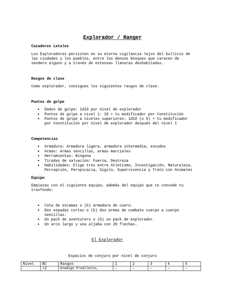 Clase: Explorador Ranger | PDF