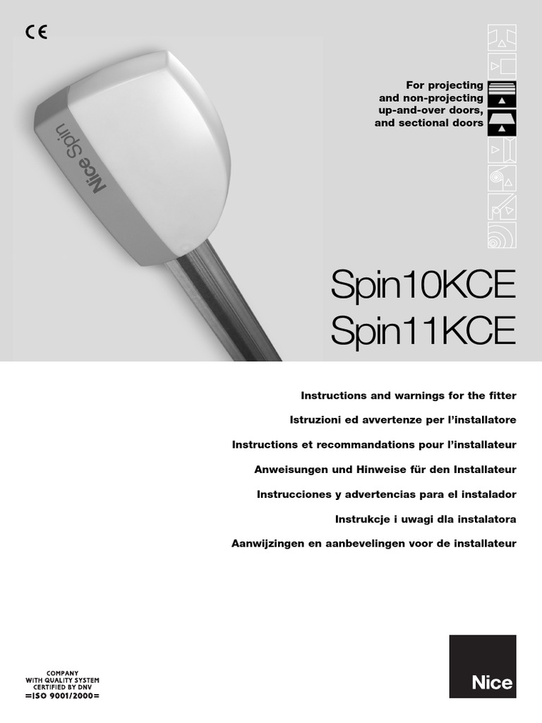 SPINKIT de NICE para Automatizar Puertas Basculantes Manual Instalacion ... SPINKIT de NICE para Automatizar Puertas Basculantes Manual Instalacion ...