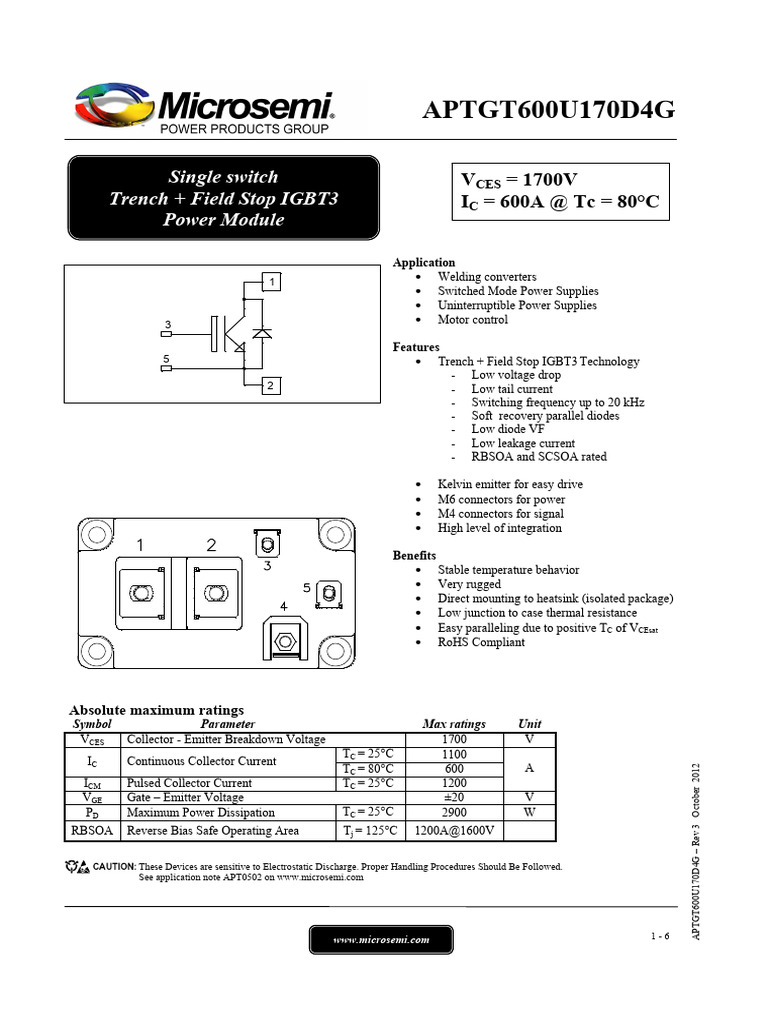 APTGT600U170D4G Rev3 | PDF