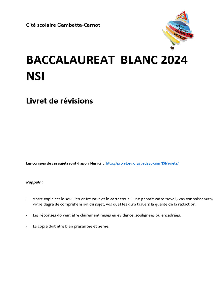 Révisions_Bac_blanc_2024 | PDF