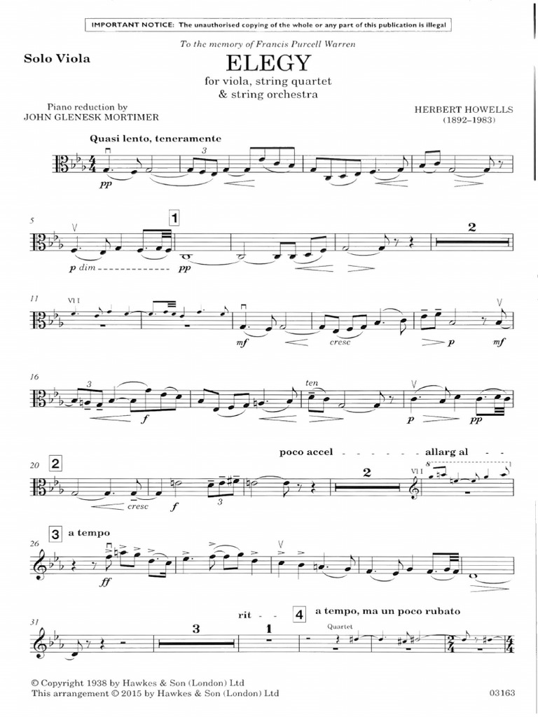 Howells Viola Elegy | PDF