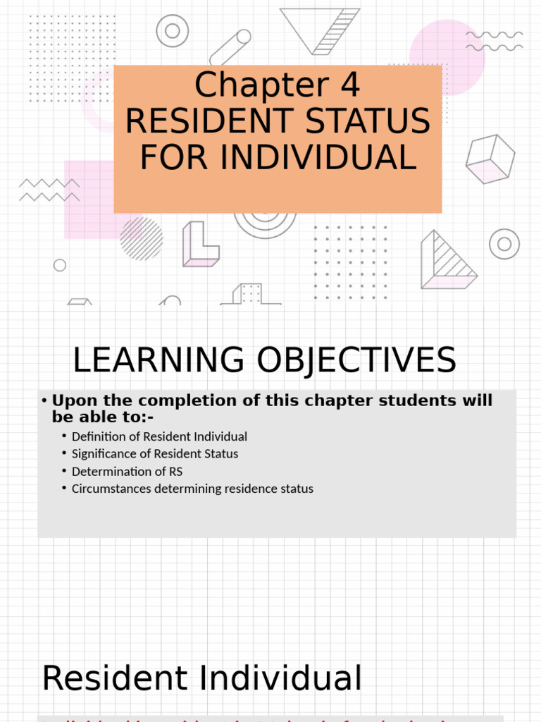 Chapter 4 - RESIDENCE STATUS FOR INDIVIDUAL Updated | PDF