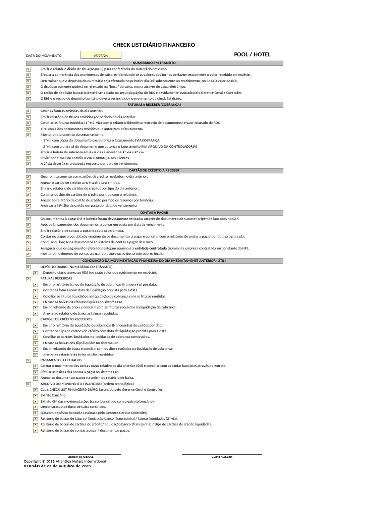 Check List Diário | PDF