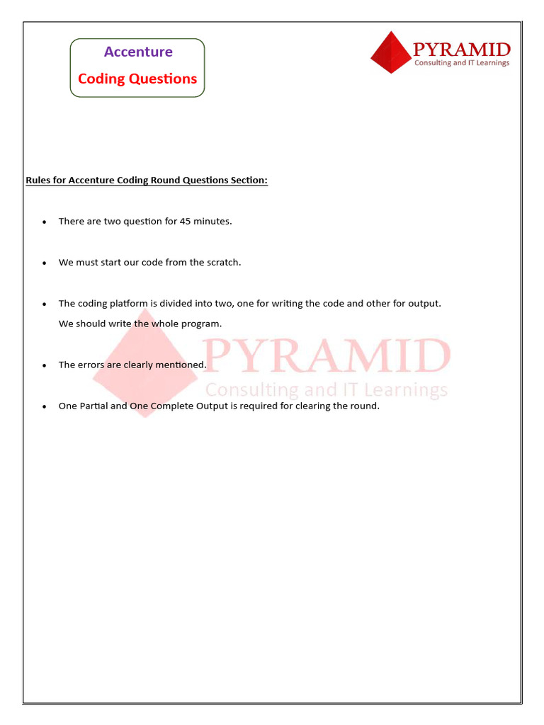 Coding Questions - Accenture | PDF