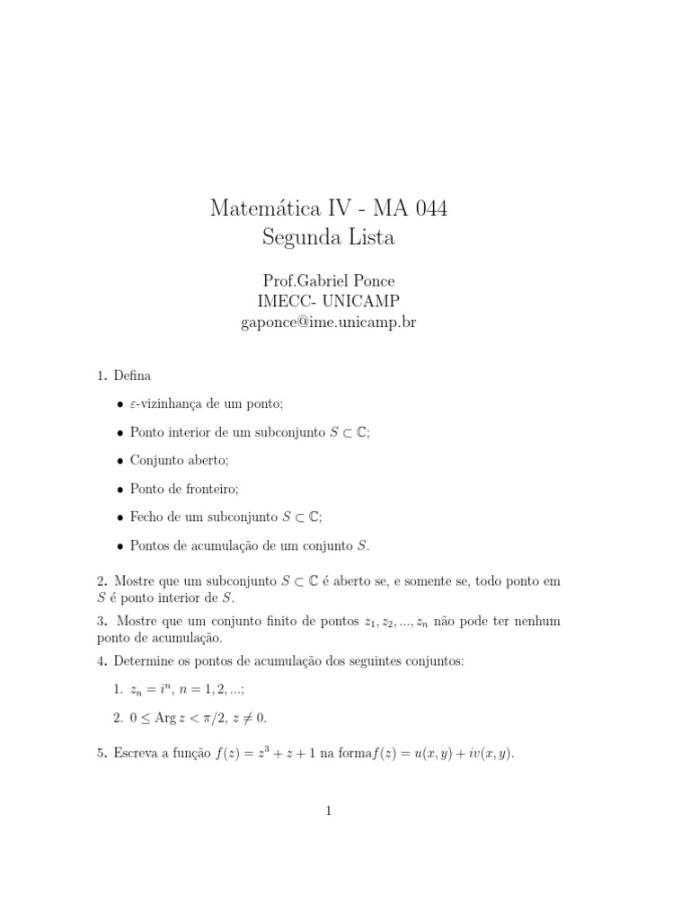 Lista 2 MAT IV | PDF