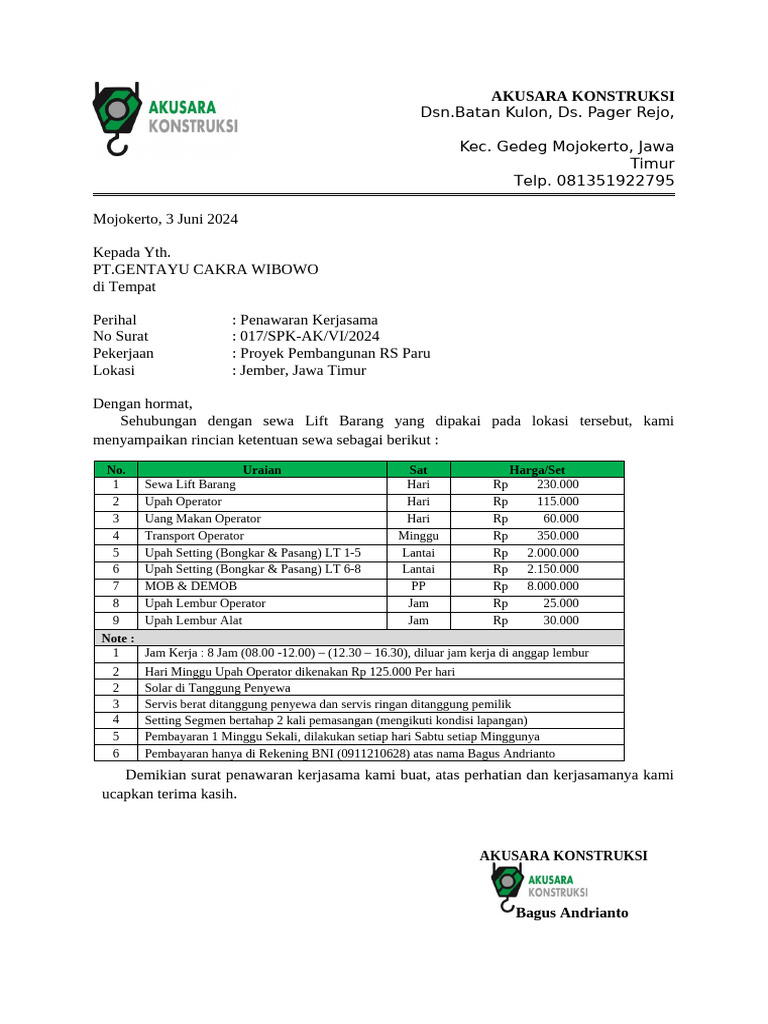 Surat Penawaran RS Mohammad Noer | PDF