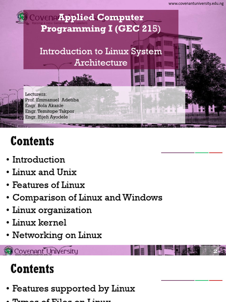 Gec215 Linux Lecture Note | PDF Gec215 Linux Lecture Note | PDF
