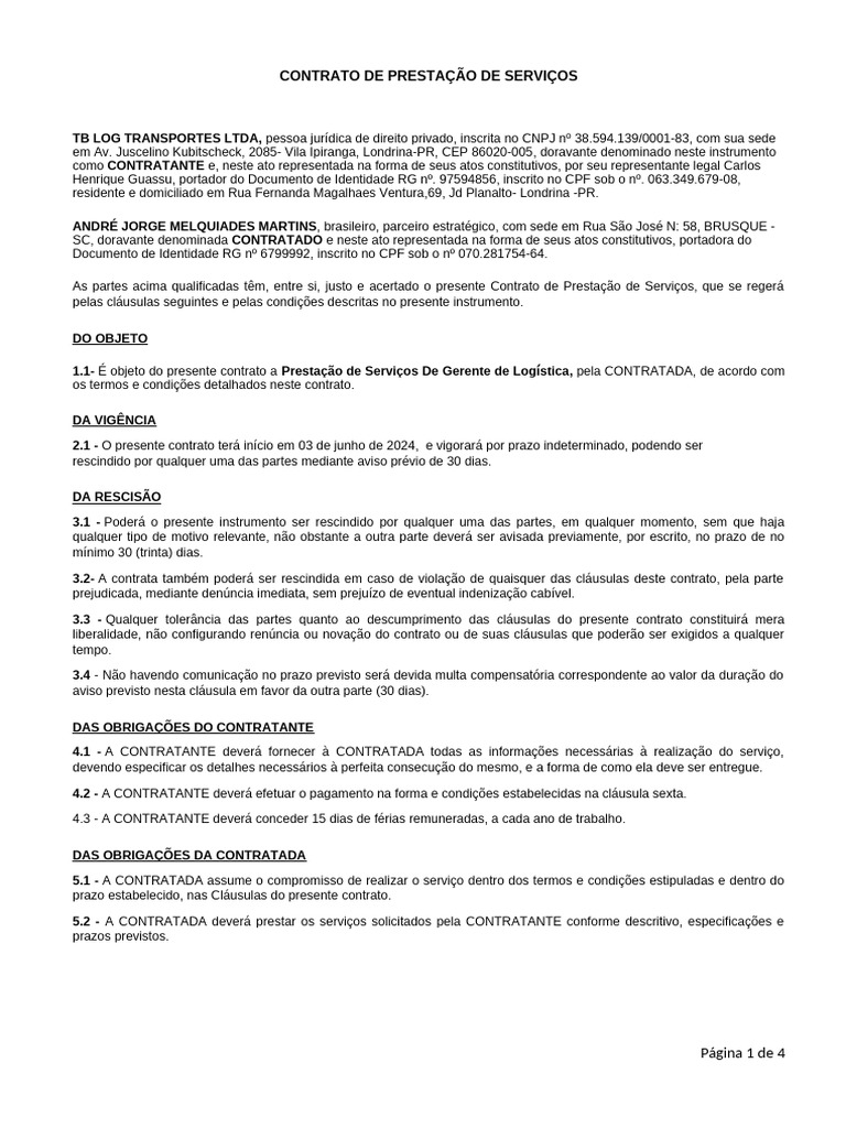 1 - Modelo Contrato para PJ | PDF