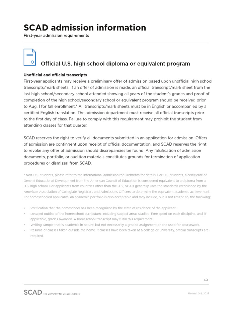 Admission Information Freshman | PDF