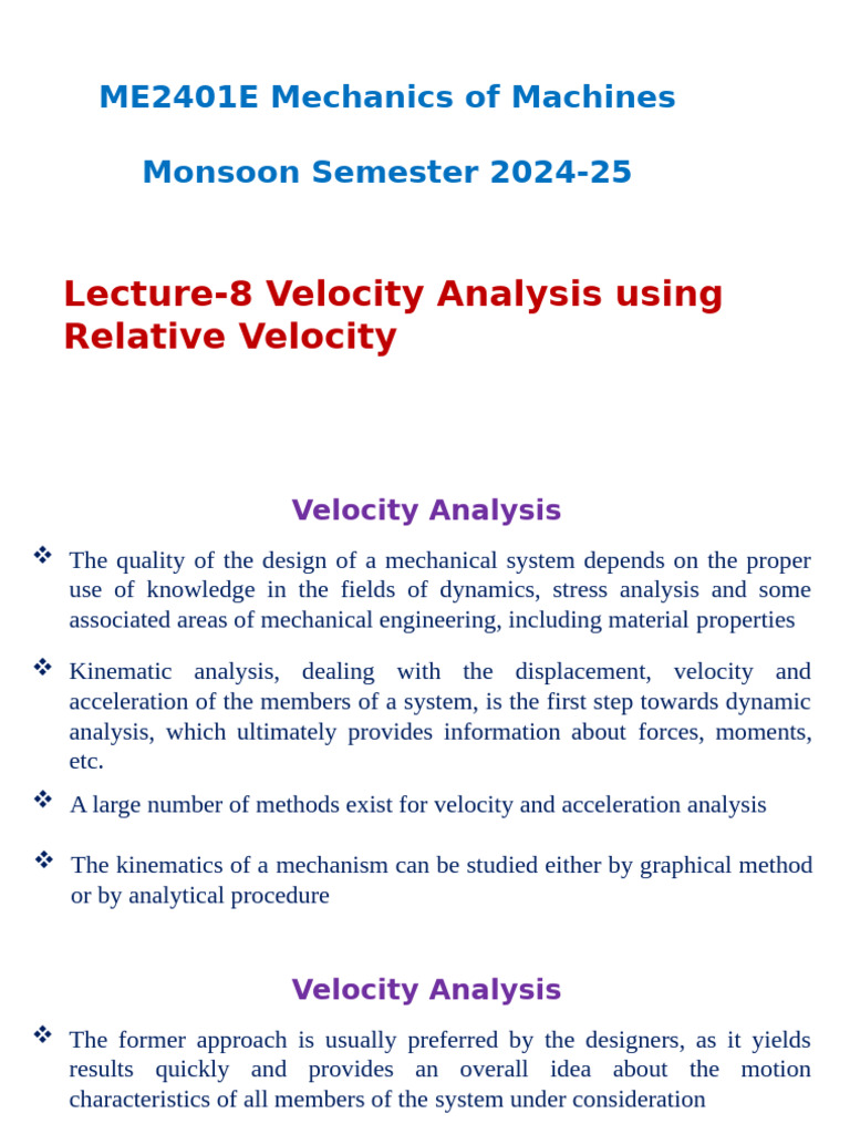 MOM Lec 8 Velocity Analysis | PDF