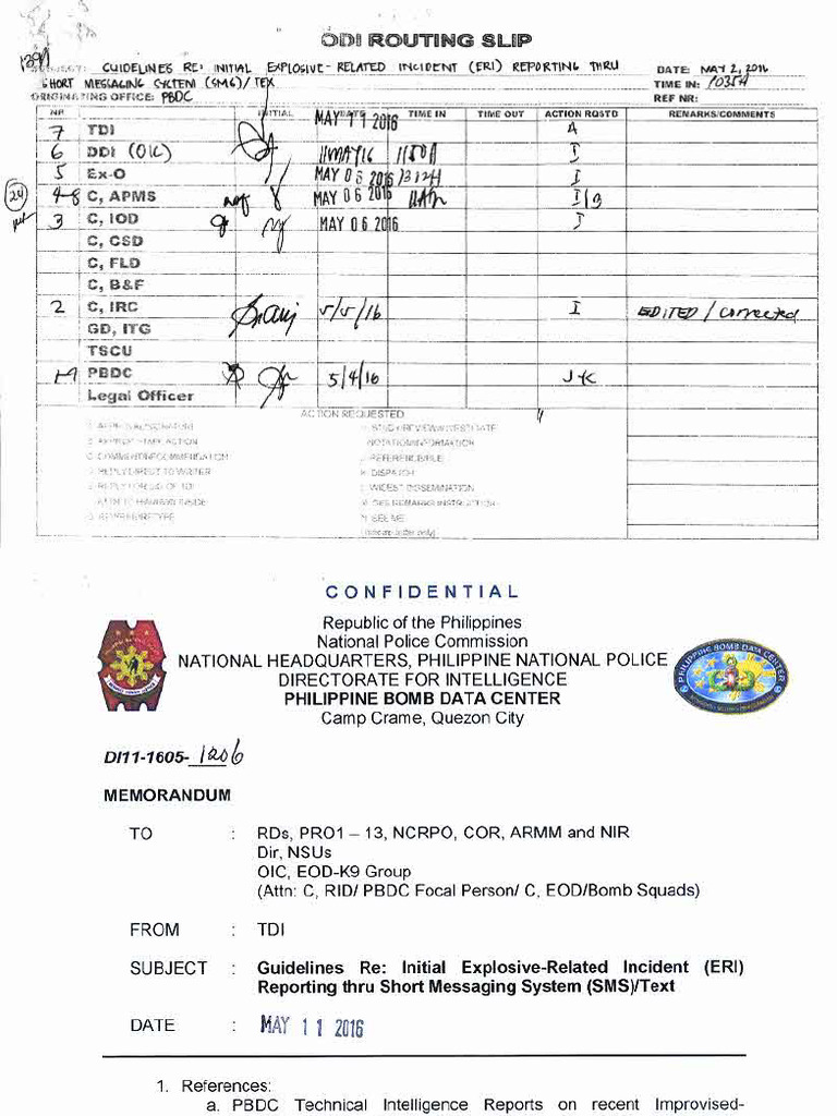 ERI Reporting Thru SMS | PDF