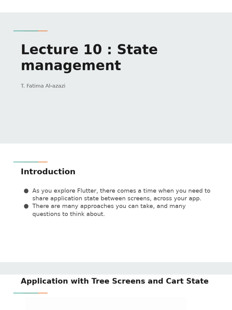 Lecture 10 - State Management | PDF