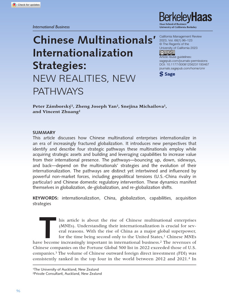 Zamborsky Et Al 2023 Chinese Multinationals Internationalization ...