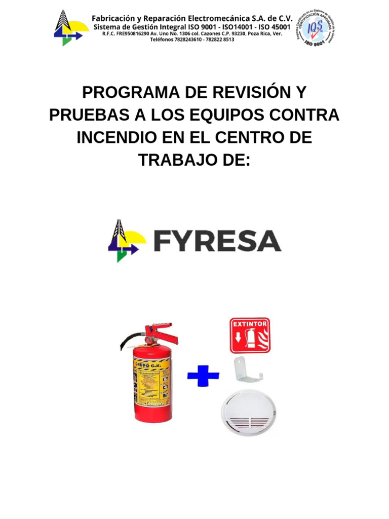 Programa Anual de Revision y Pruebas A Los Equipos Contra Incendio | PDF