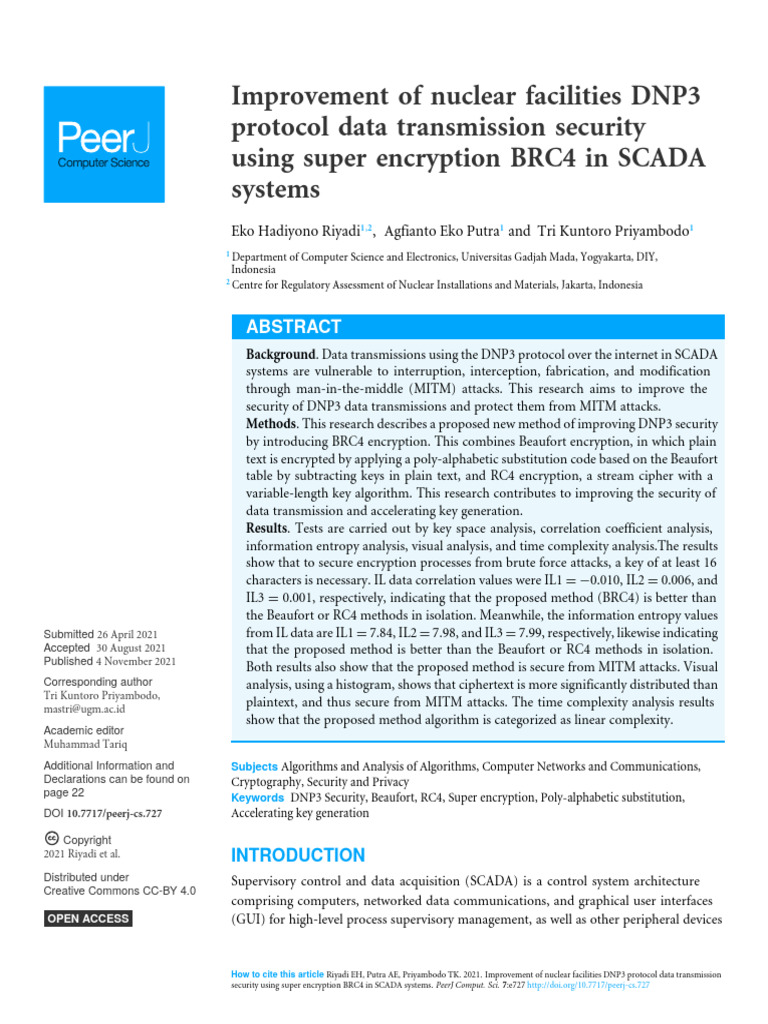 Improvement of Nuclear Facilities DNP3 Protocol Da | PDF